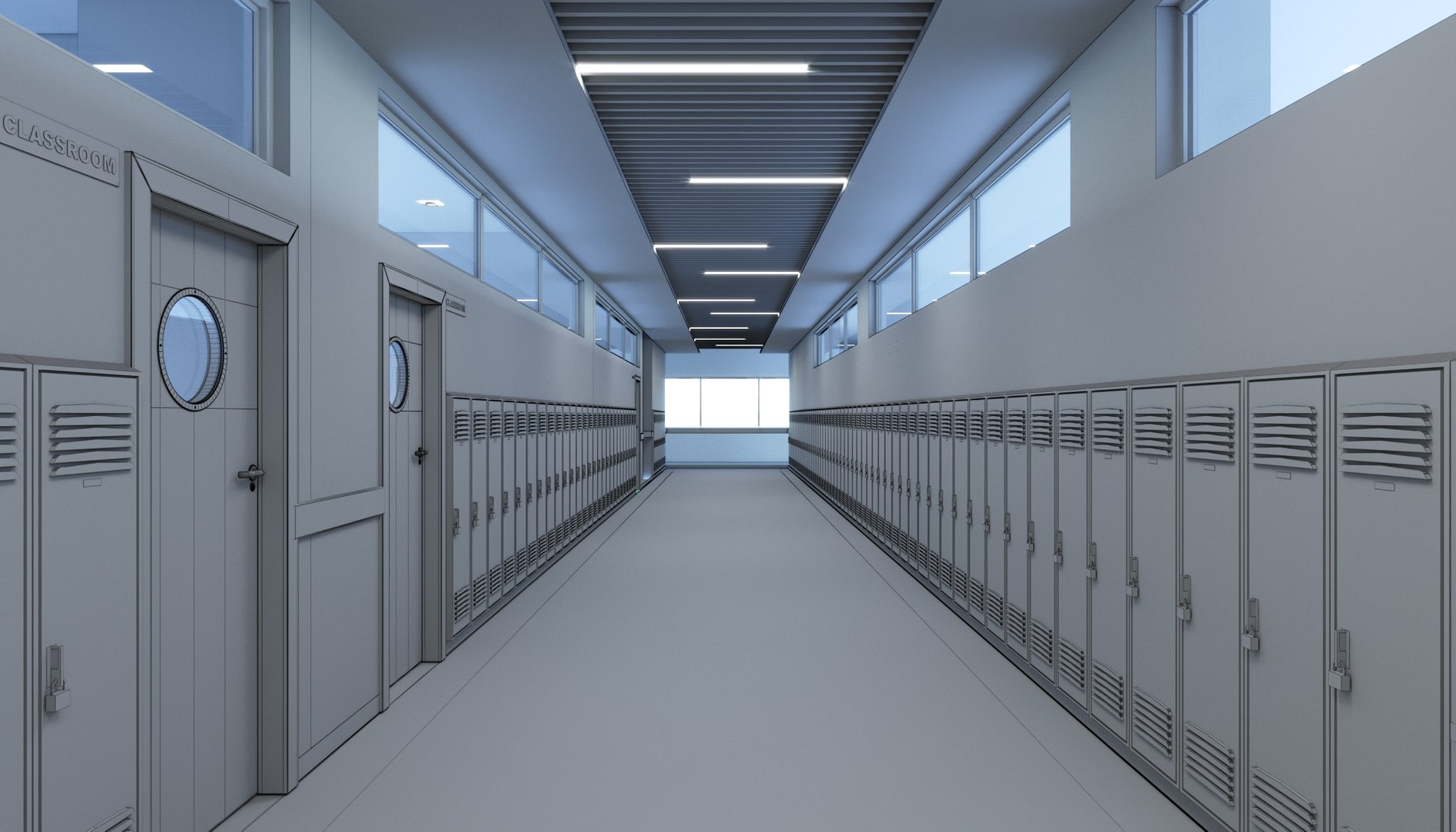 3D Model School Hallway - TurboSquid 1681650