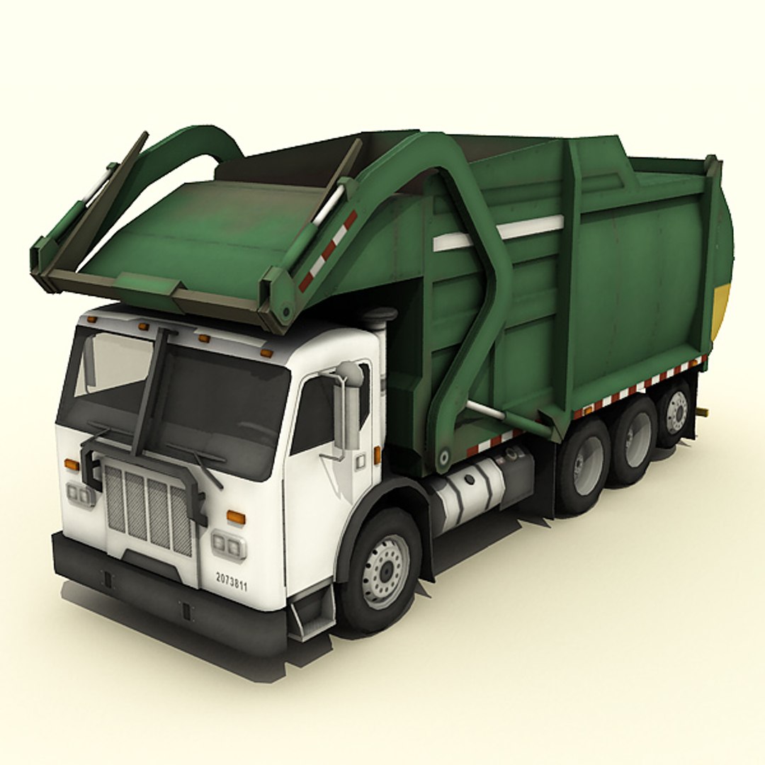 Low-poly Garbage Truck 3d 3ds