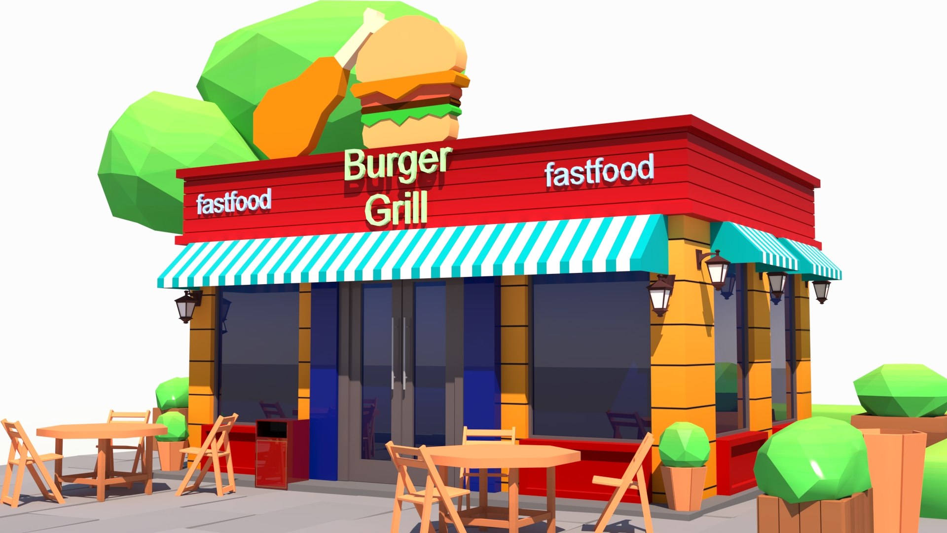 3D Stylized Burger Shop 01 model - TurboSquid 2105194