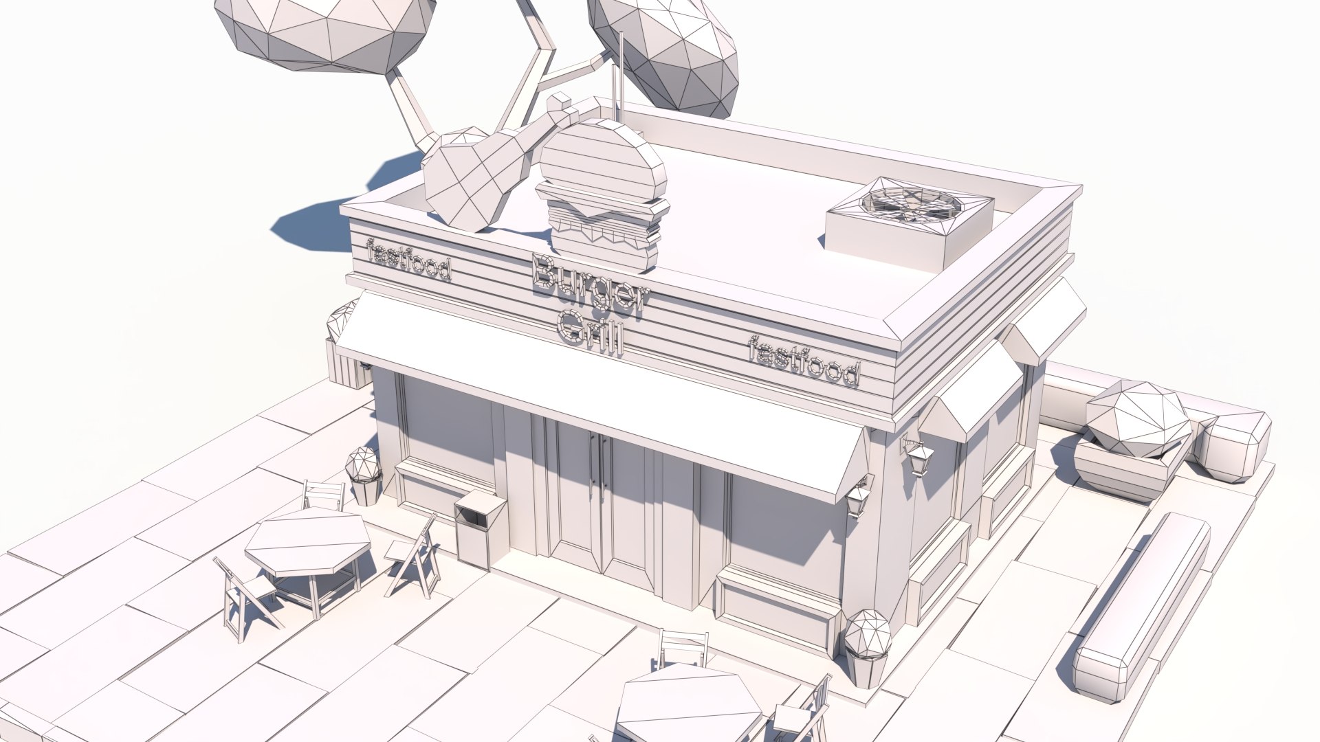 3D Stylized Burger Shop 01 model - TurboSquid 2105194