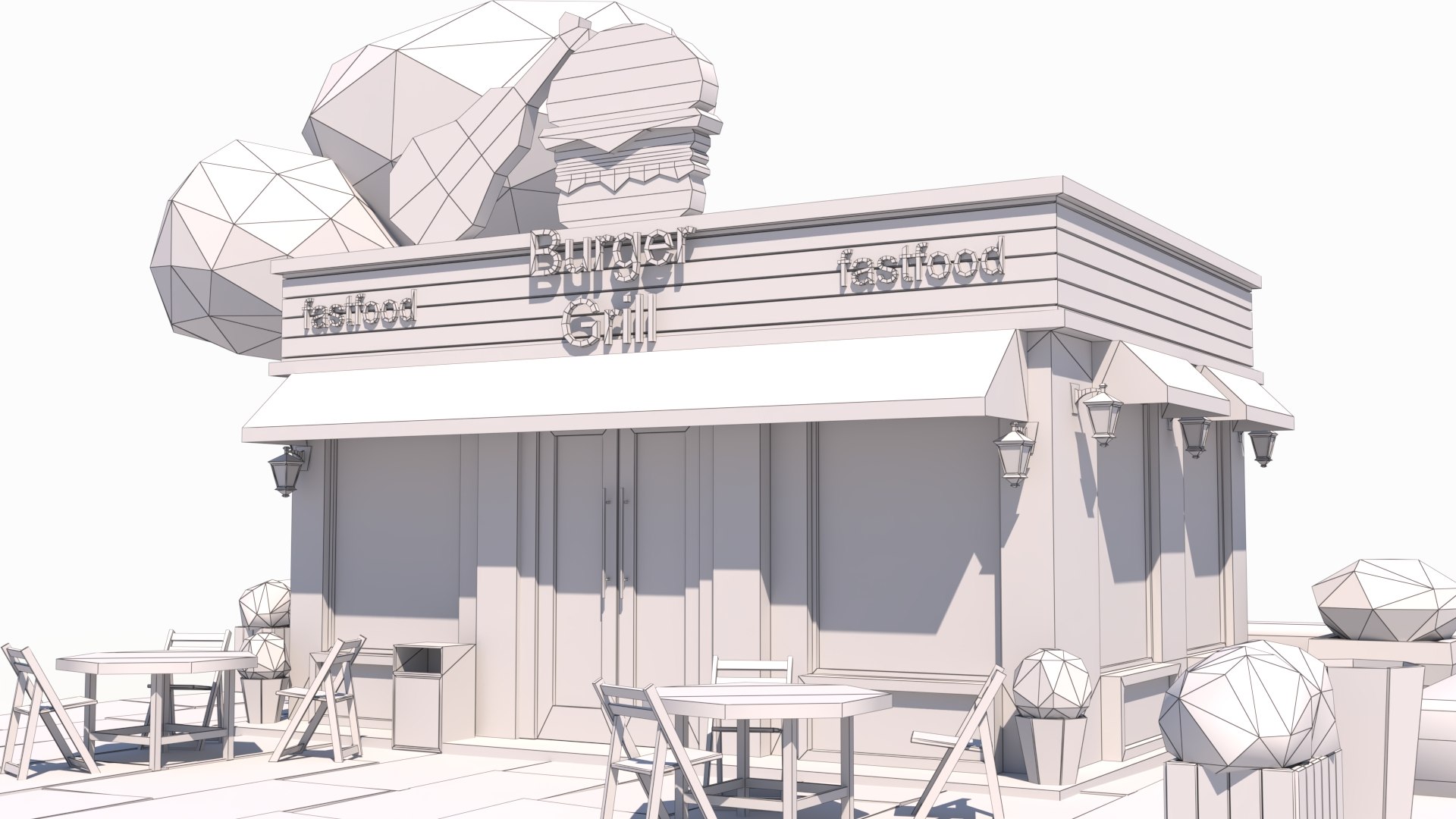 3D Stylized Burger Shop 01 model - TurboSquid 2105194