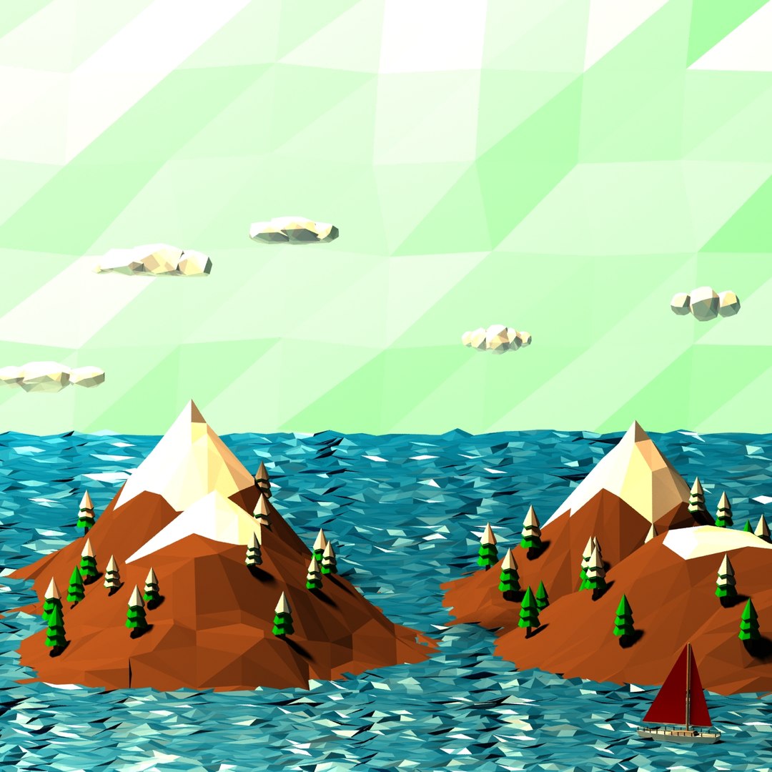 3d cartoon landscape scene model