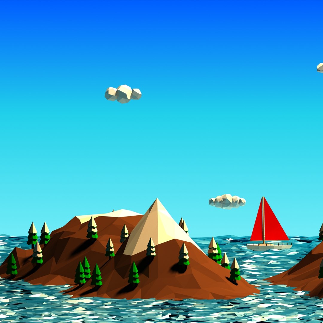3d cartoon landscape scene model