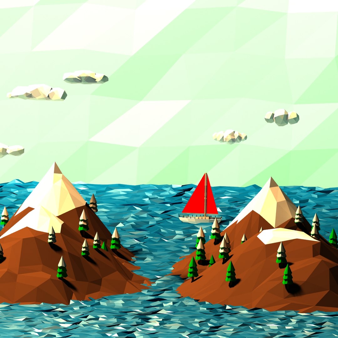 3d cartoon landscape scene model