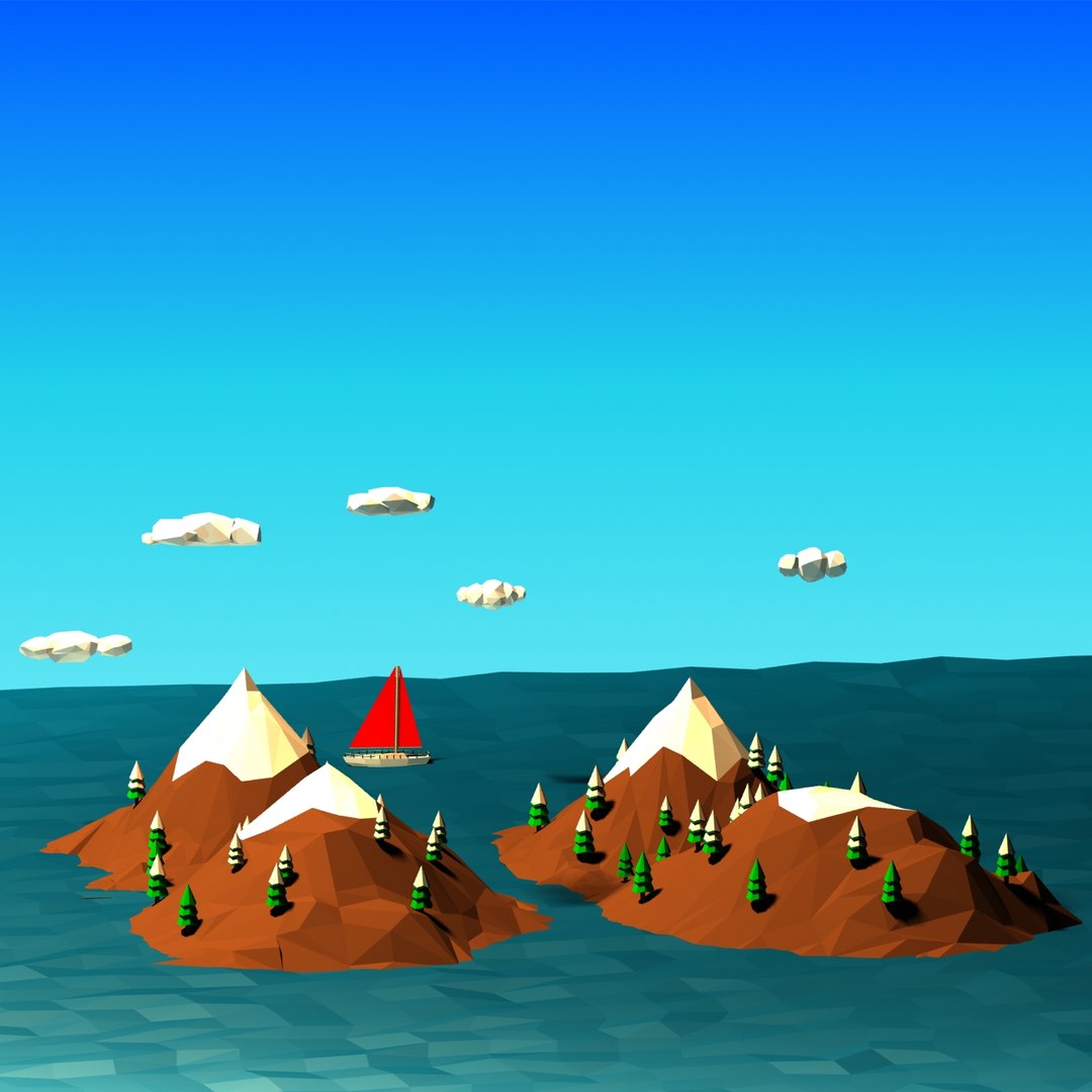 3d cartoon landscape scene model
