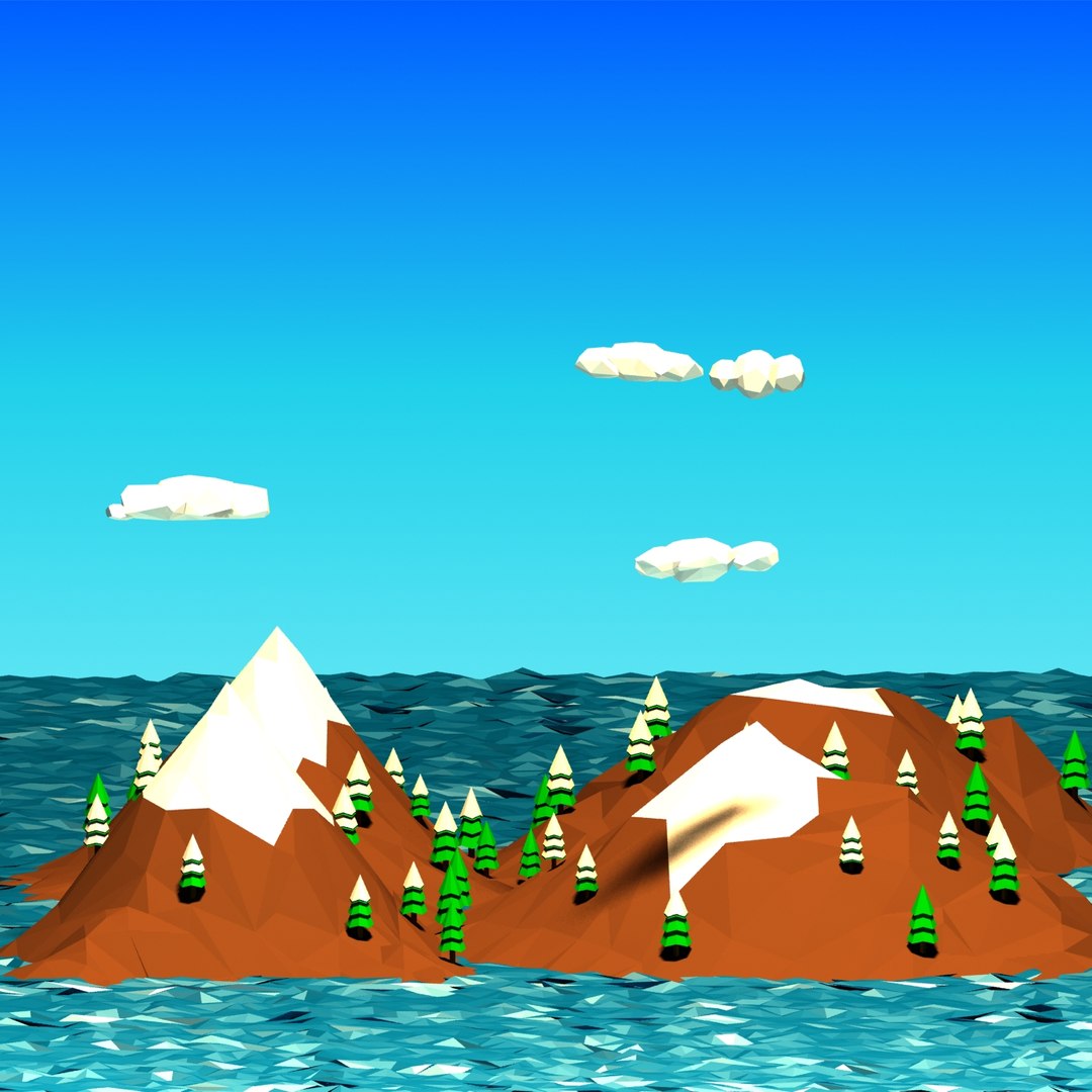 3d cartoon landscape scene model