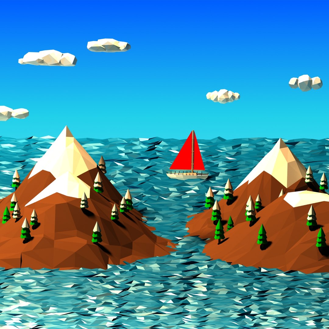 3d cartoon landscape scene model