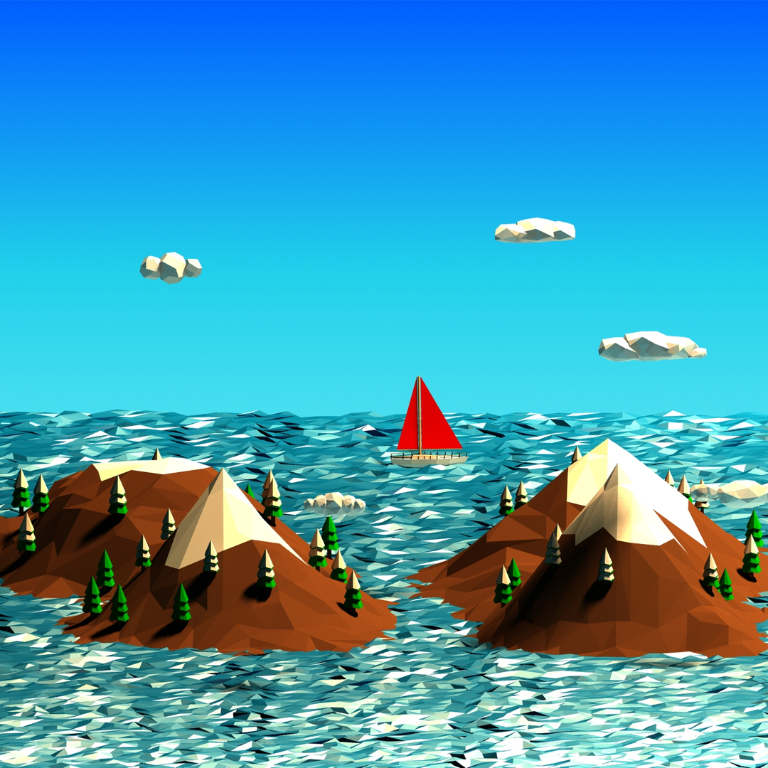 3d cartoon landscape scene model