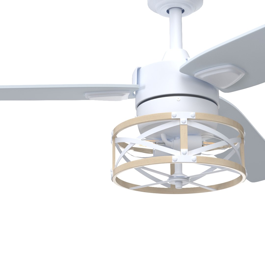 52 Inch Thedas White Remote Control Ceiling Fan 3D - TurboSquid 2015027