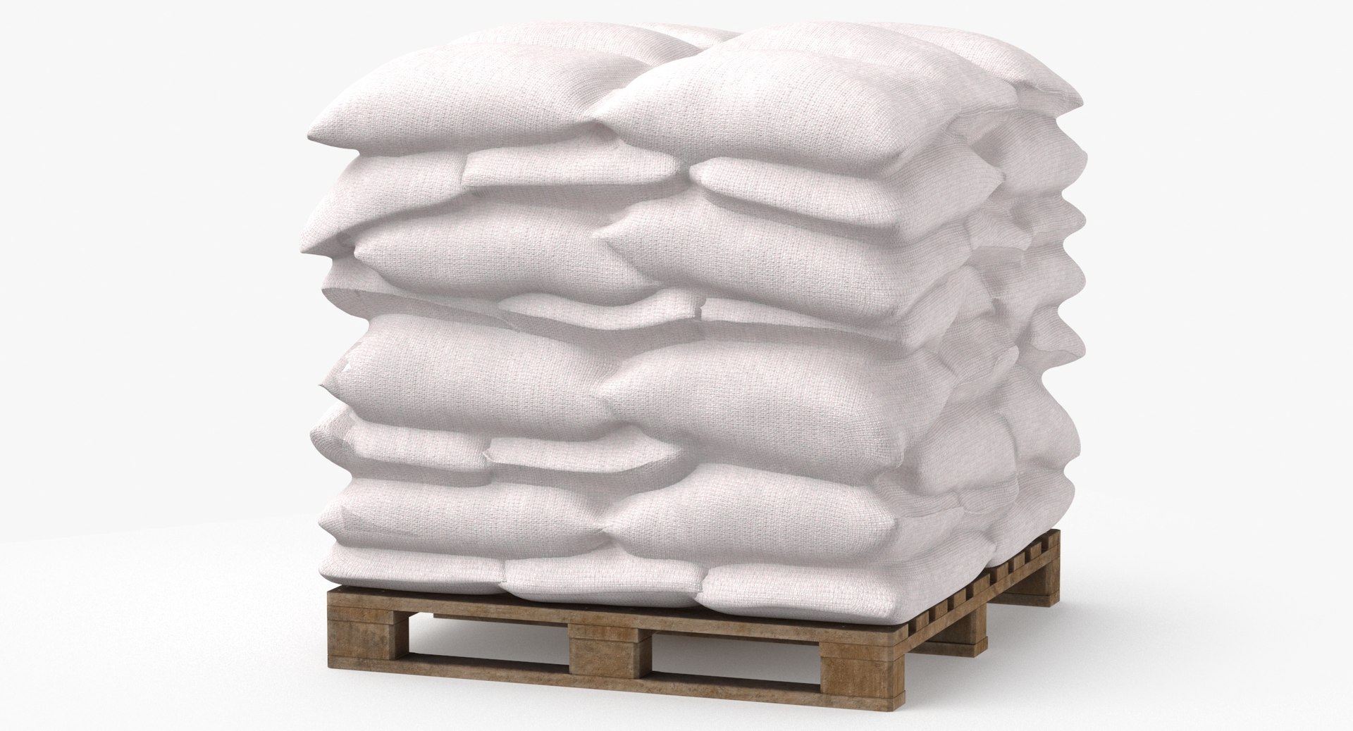 3D Cargo Polypropylene Sacks Pallet And Secured Model - TurboSquid 2069440