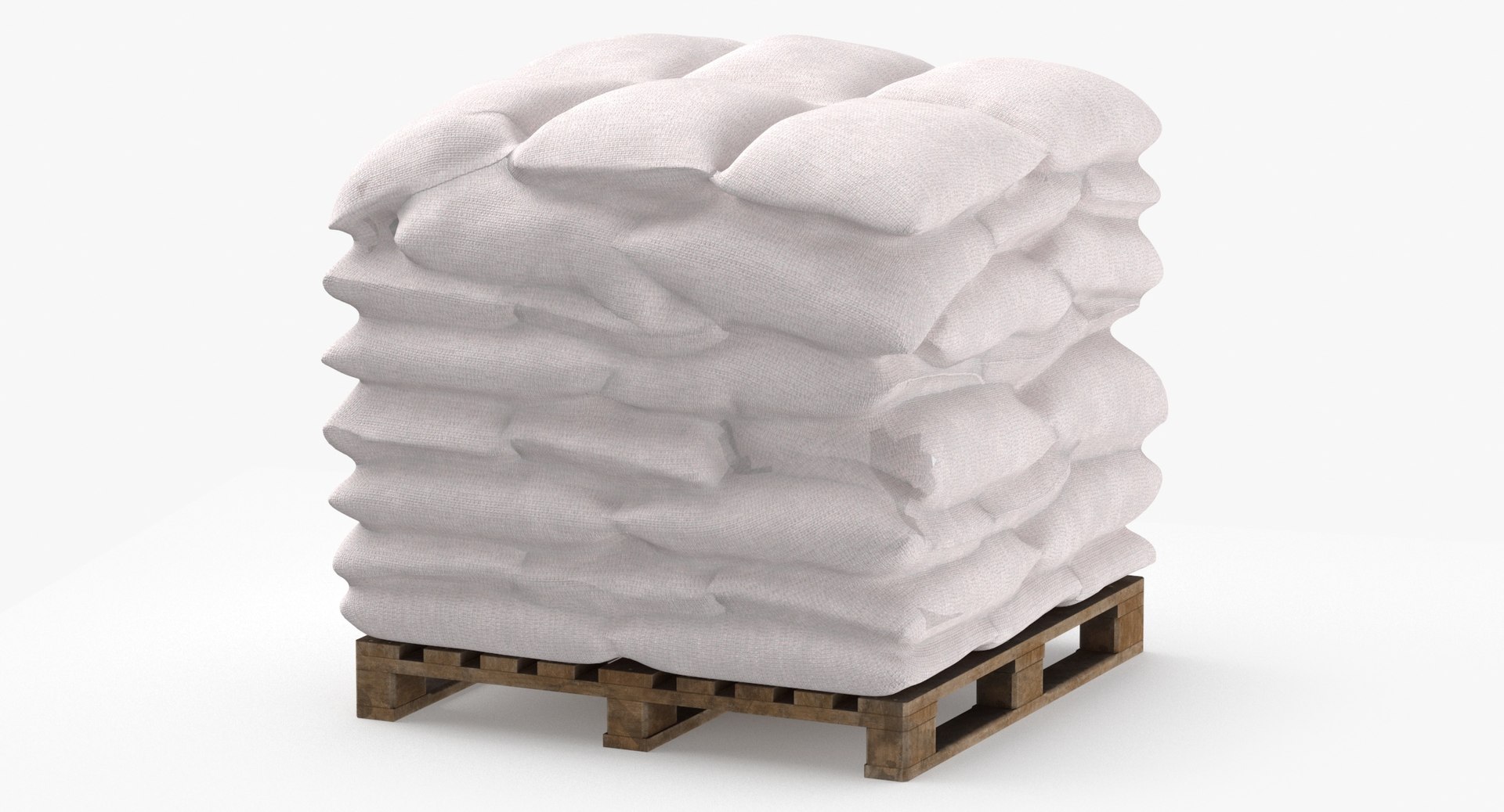 3D Cargo Polypropylene Sacks Pallet And Secured Model - TurboSquid 2069440