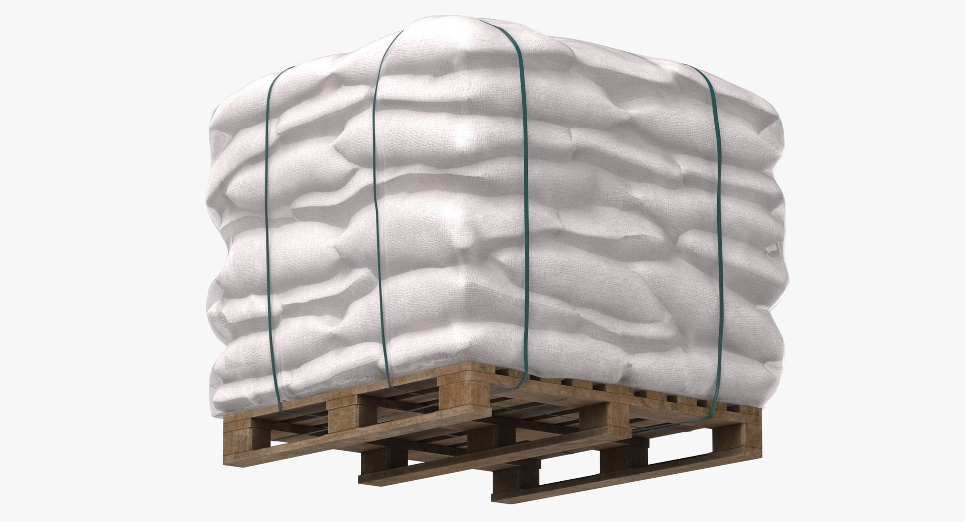 3D Cargo Polypropylene Sacks Pallet and Secured model - TurboSquid 2069440
