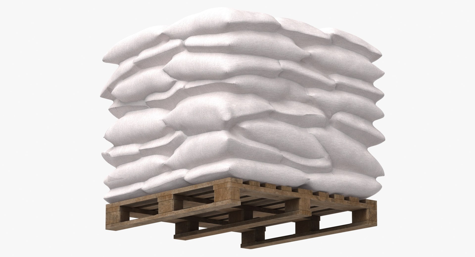 3D Cargo Polypropylene Sacks Pallet And Secured Model - TurboSquid 2069440
