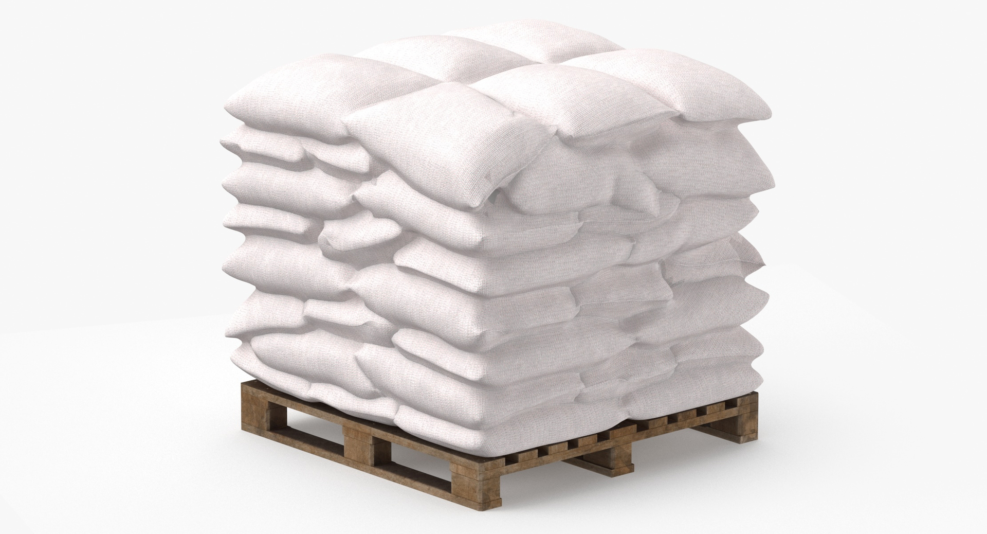 3D Cargo Polypropylene Sacks Pallet And Secured Model - TurboSquid 2069440