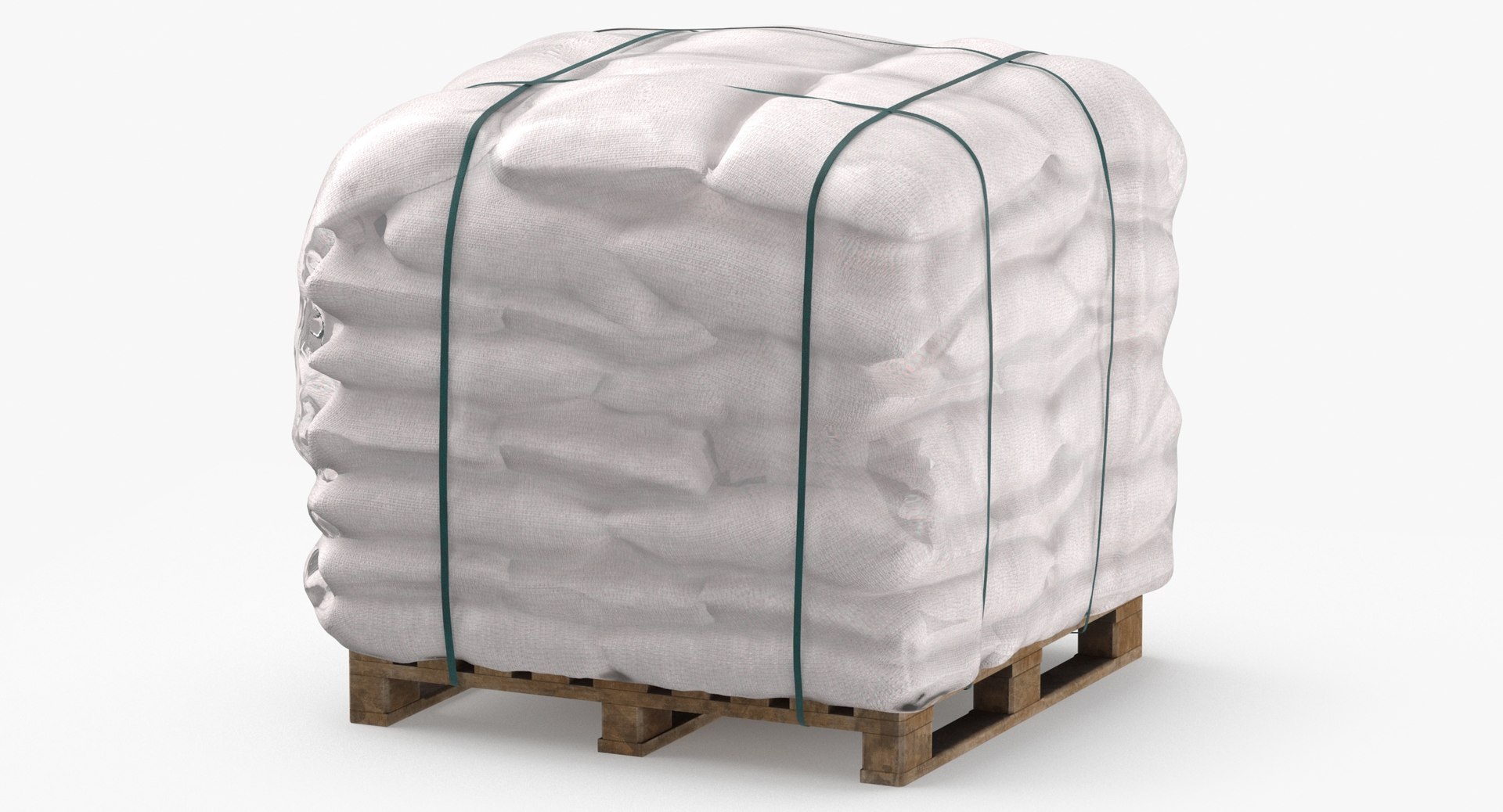 3D Cargo Polypropylene Sacks Pallet And Secured Model - TurboSquid 2069440