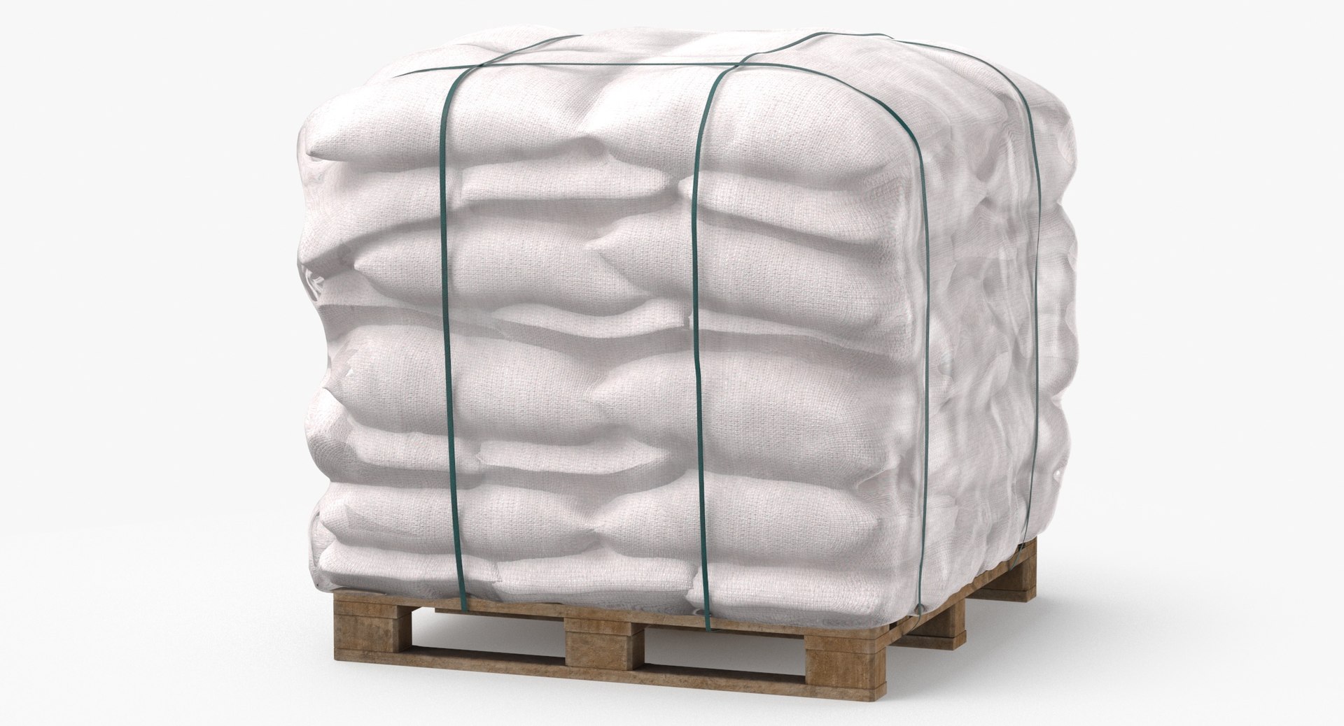 3D Cargo Polypropylene Sacks Pallet And Secured Model - TurboSquid 2069440