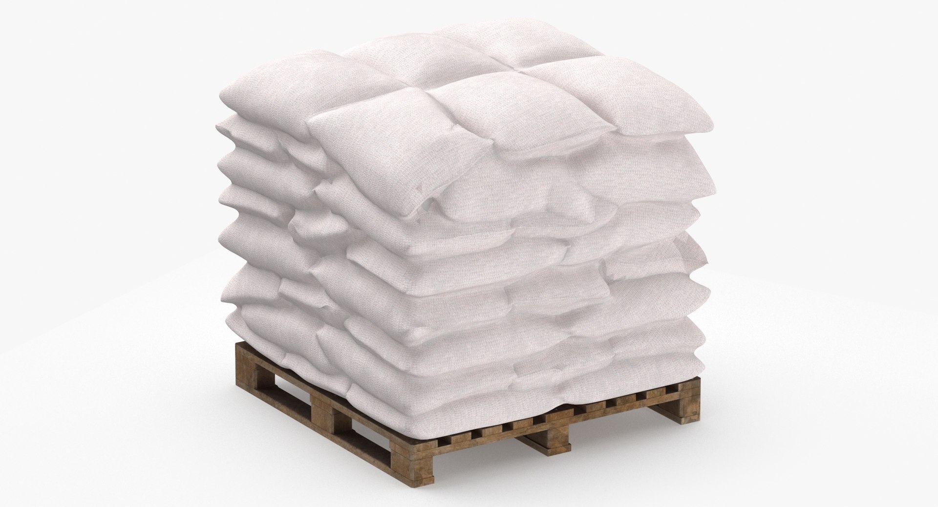 3D Cargo Polypropylene Sacks Pallet And Secured Model - TurboSquid 2069440