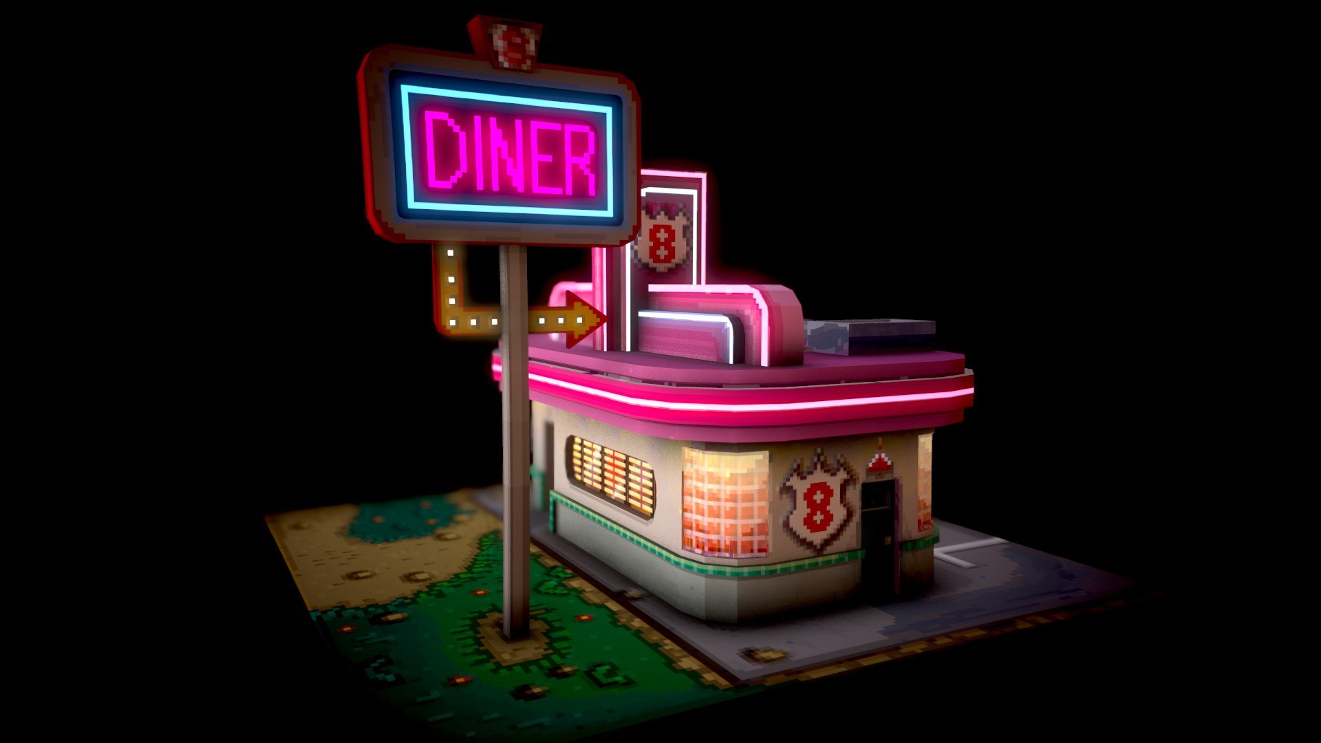 Pixel Diner 3D Model - TurboSquid 2007997