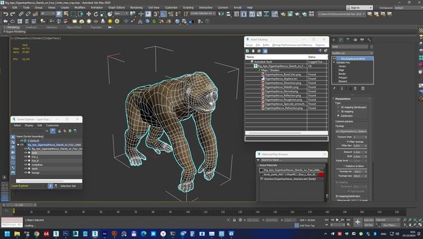 modelo 3d El gran simio Gigantopithecus se apoya en cuatro extremidades ...