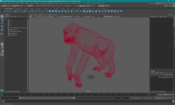 modelo 3d El gran simio Gigantopithecus se apoya en cuatro extremidades ...