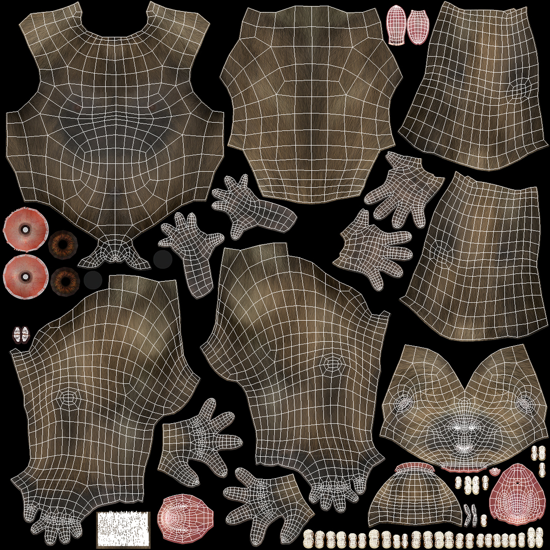 modelo 3d El gran simio Gigantopithecus se apoya en cuatro extremidades ...