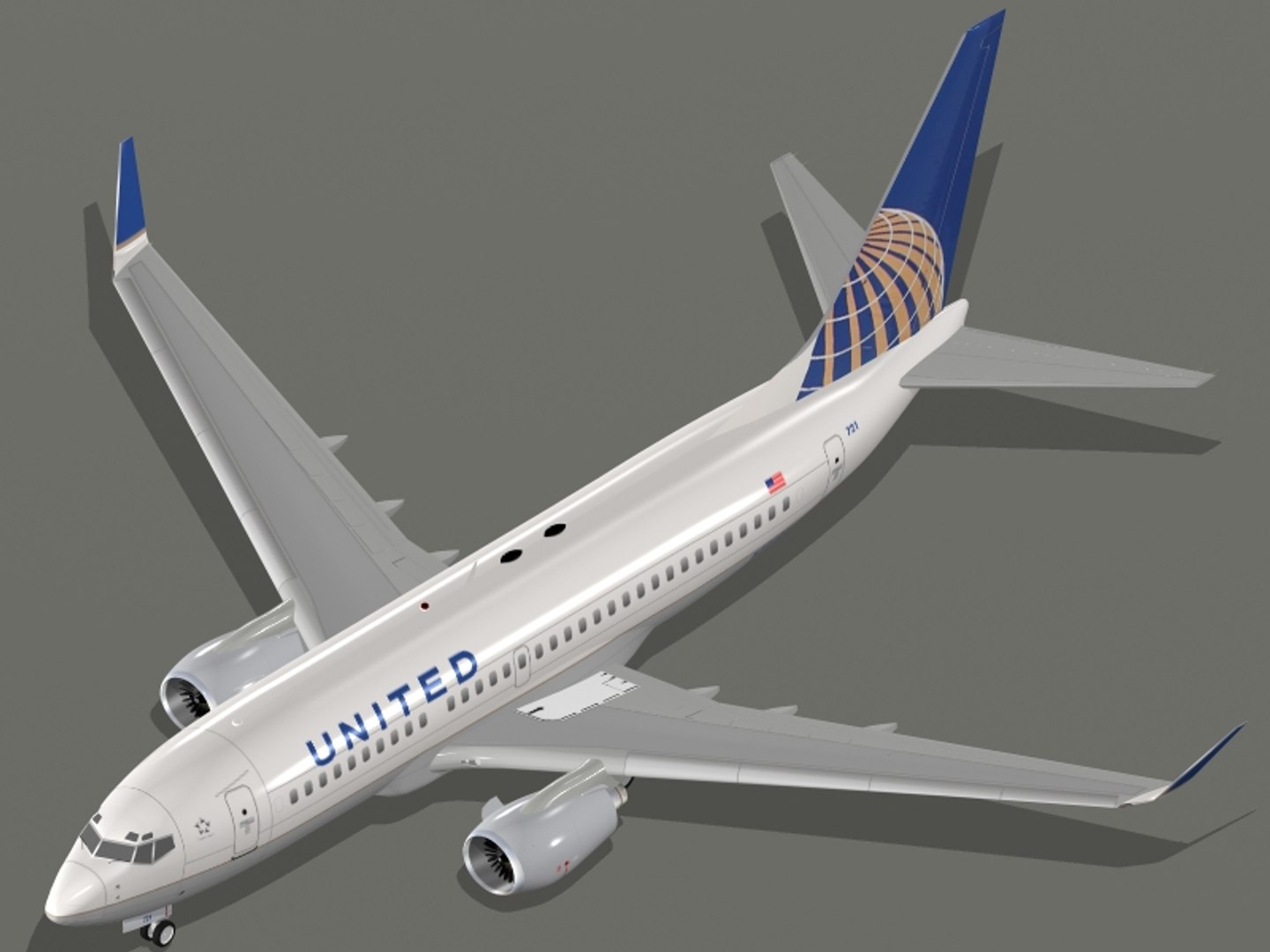 3d boeing 737-700 united airlines model