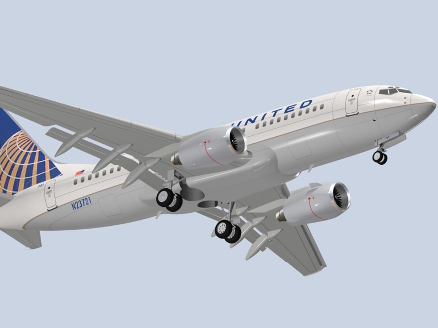 3d boeing 737-700 united airlines model
