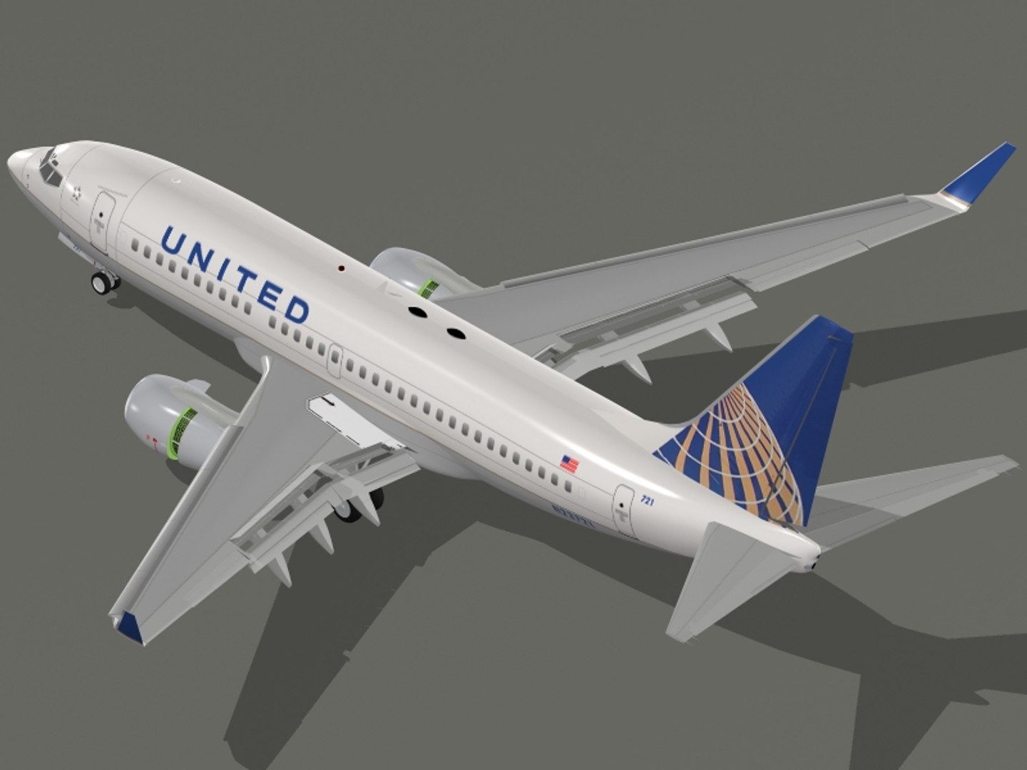 3d boeing 737-700 united airlines model