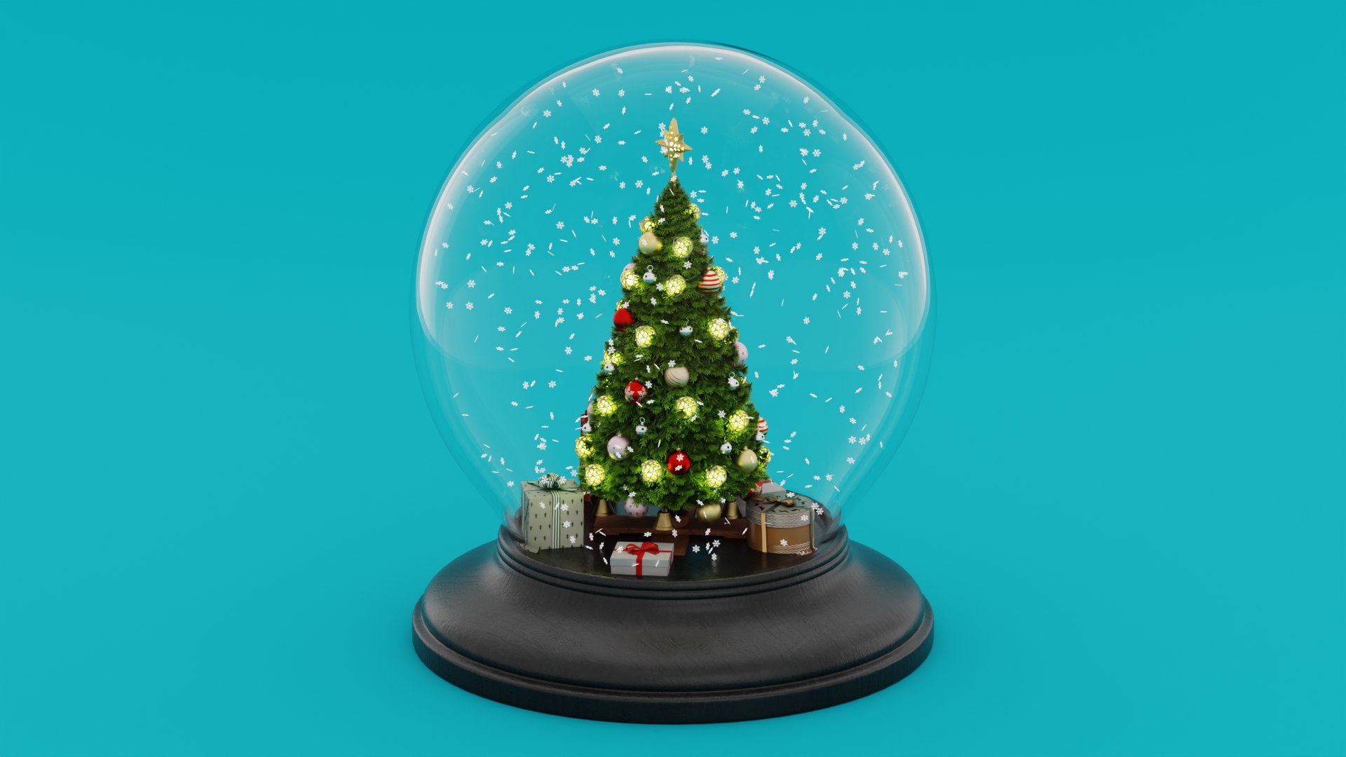 3D Snow Globe With Christmas Tree - TurboSquid 2297681