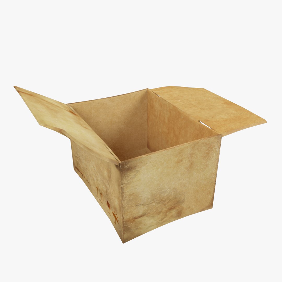 Old Cardboard Box 3d Model