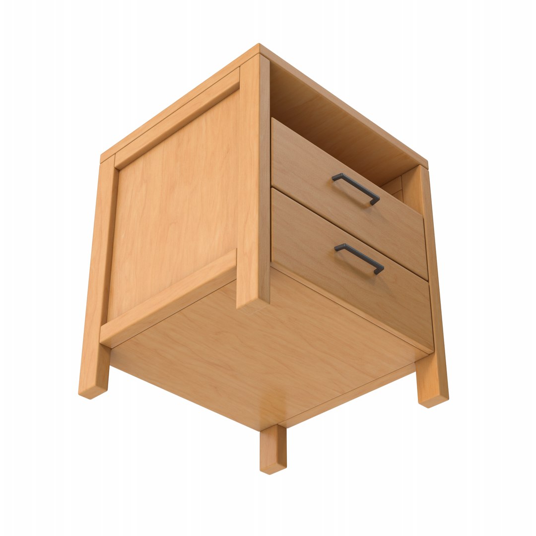 3D Wooden Bedside Table Model - TurboSquid 1858103