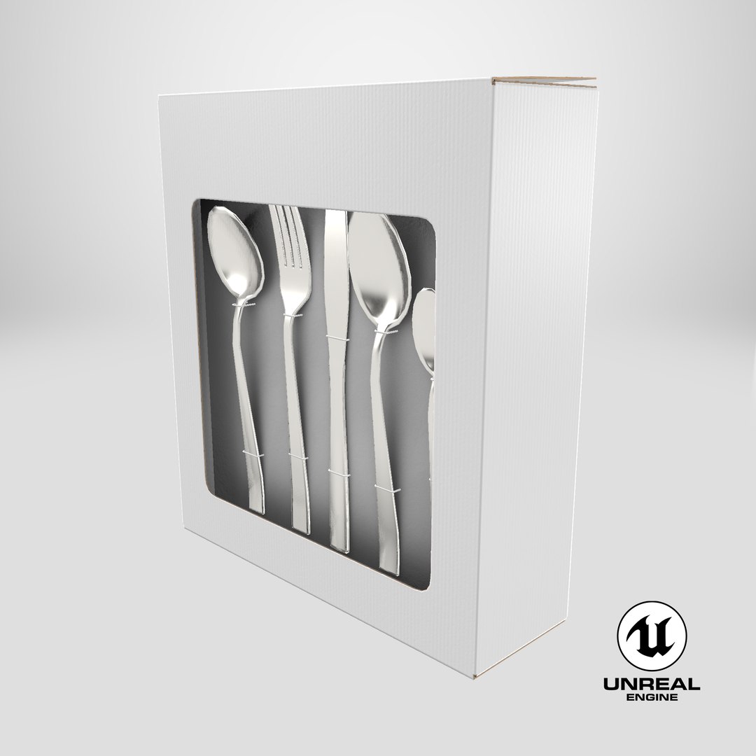 3D Cutlery Boxes Type 02 Silver and Brass Blank or Generic Box model ...