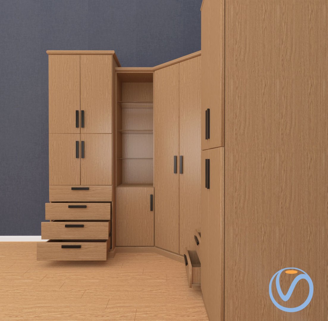 3D Corner Wardrobe Model - TurboSquid 1256609