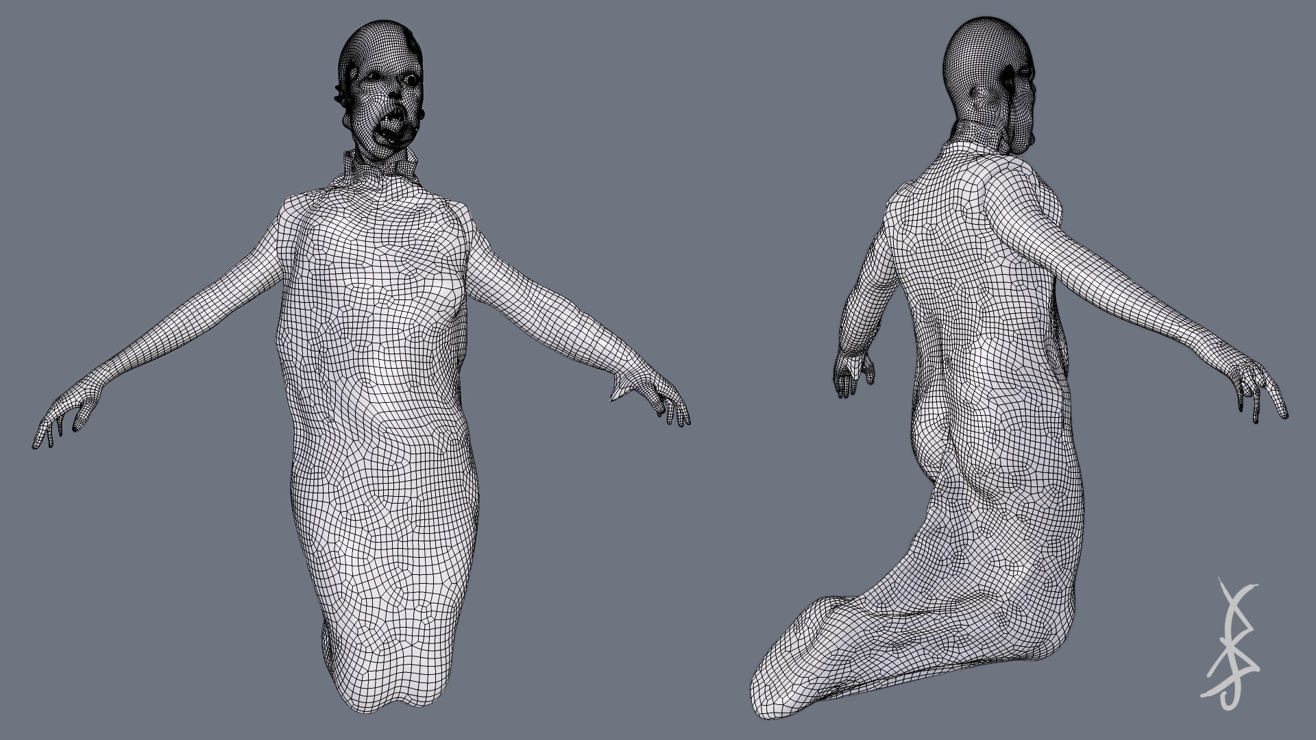 Mutation Female Zombie 3D Model - TurboSquid 2050372