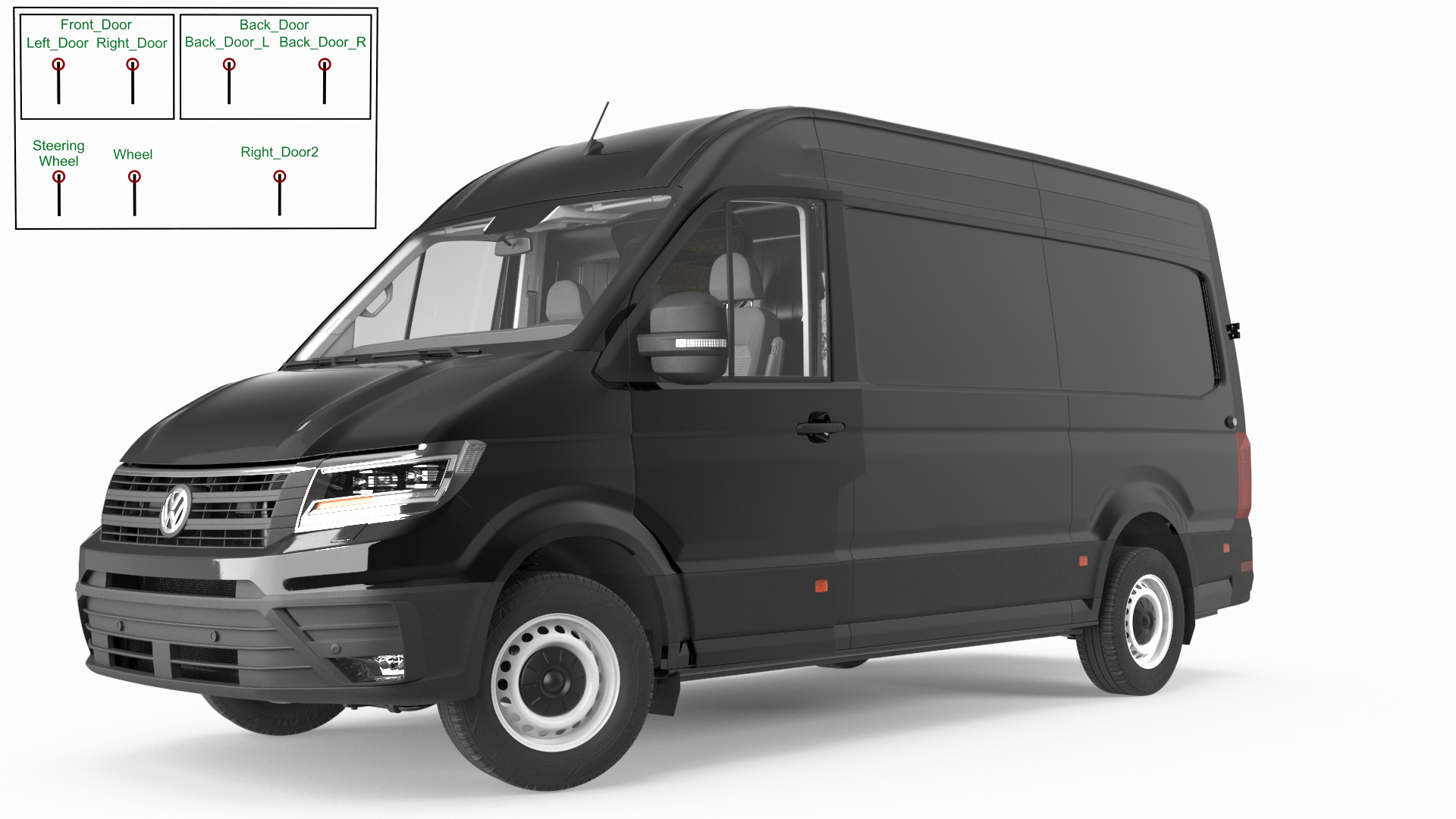 Volkswagen Crafter Van 2024 Black Color Rigged Model - TurboSquid 2274937