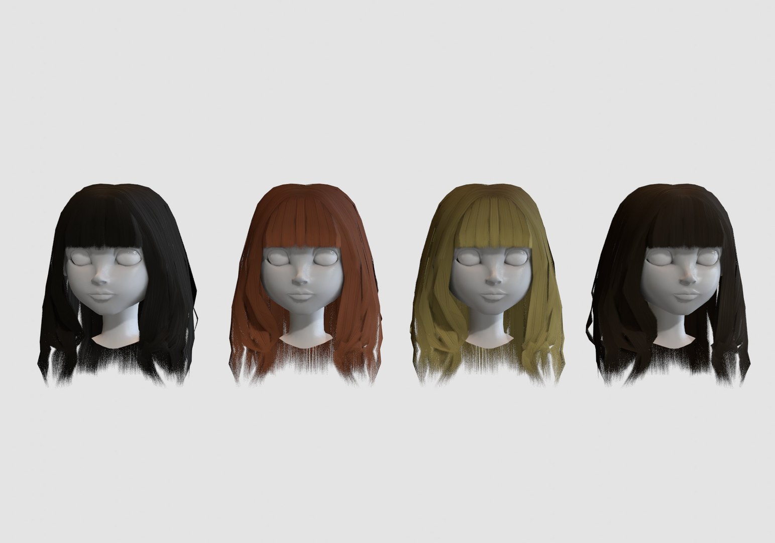 3D Hairstyle In 4 Colors - TurboSquid 1899489