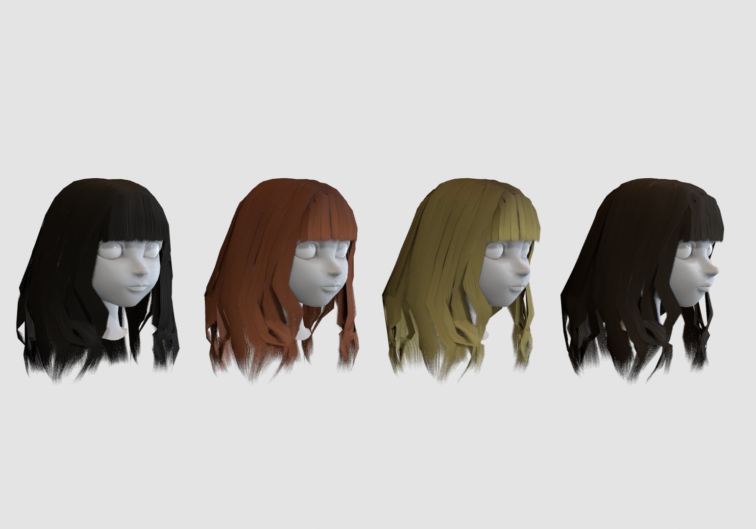 3D Hairstyle In 4 Colors - TurboSquid 1899489