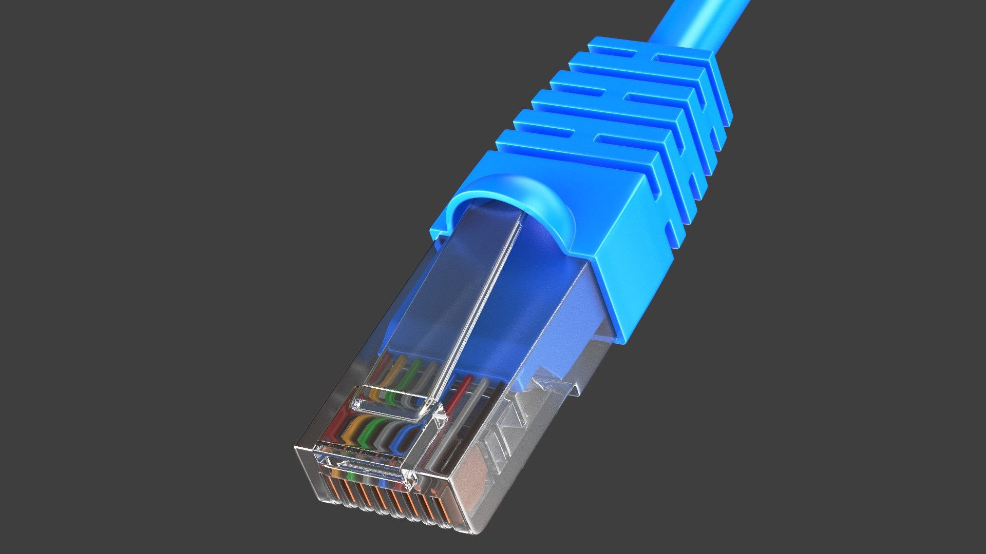 3D Detailed Ethernet Blue Cable - TurboSquid 2111704