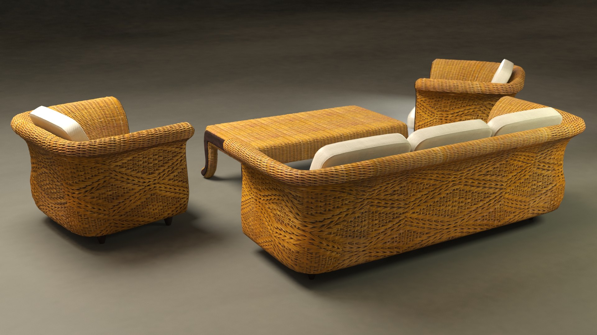 3D model Wicker Furniture Set - TurboSquid 1784473