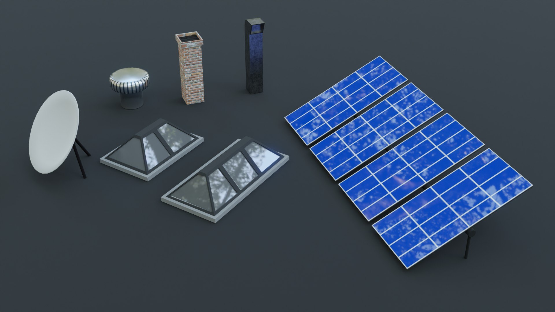 3D Model Roof Top Props - Low Poly - Game Ready - PBR - TurboSquid 2091848