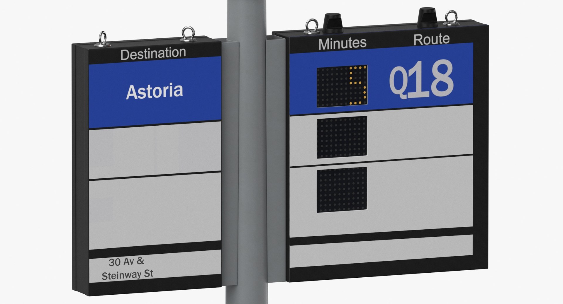 3D Bus Stop Signs 04 Route Clean Dirty Blank and Labeled(1 ...