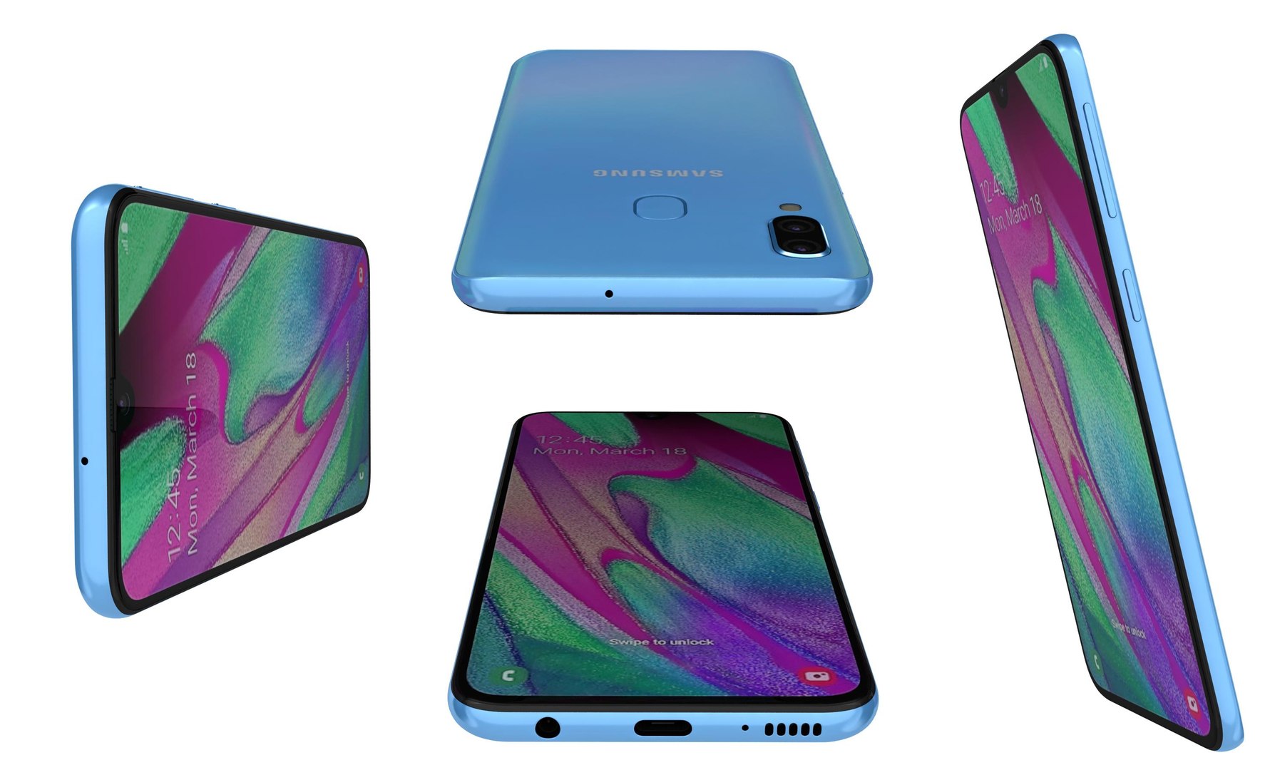 Samsung galaxy a40 blue 3D - TurboSquid 1399019