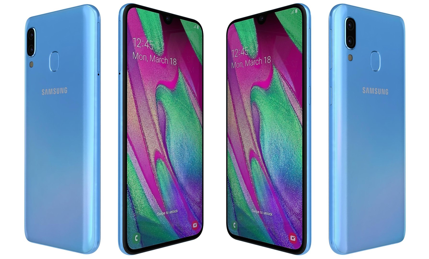 Samsung galaxy a40 blue 3D - TurboSquid 1399019