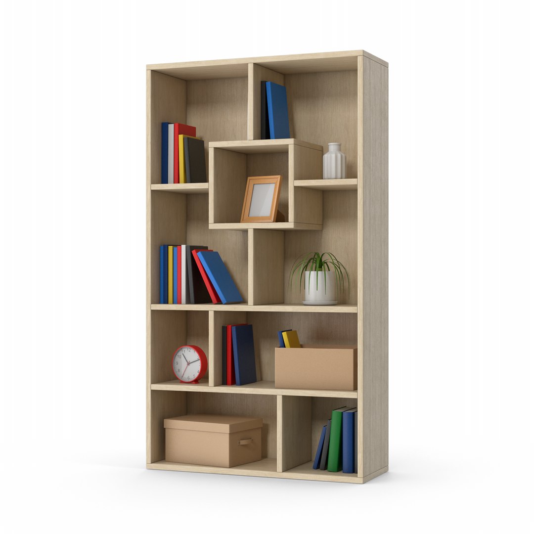 Wooden Bookcase Set 3D Model - TurboSquid 2057230