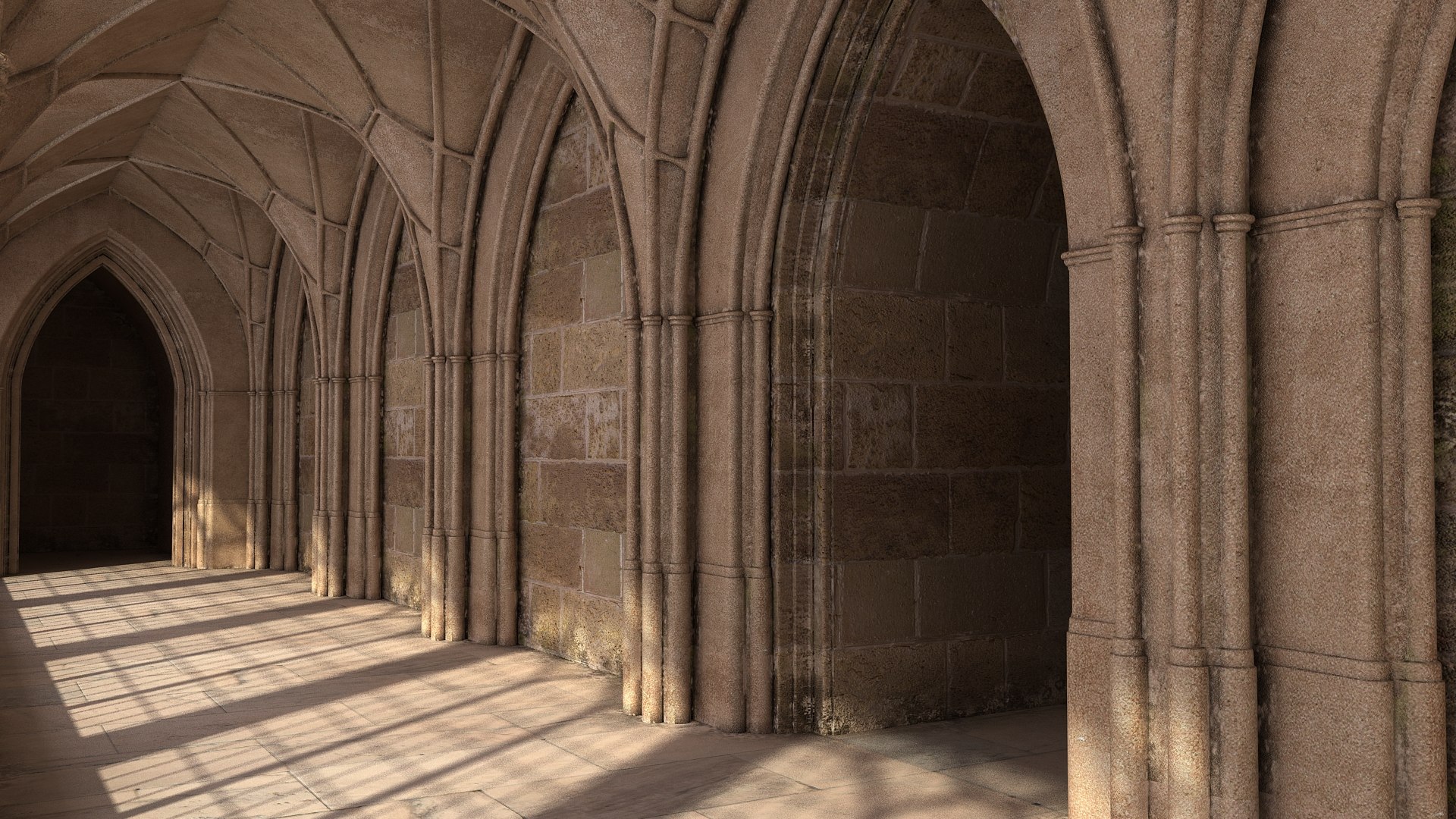 3D Gothic Corridor - TurboSquid 1604714
