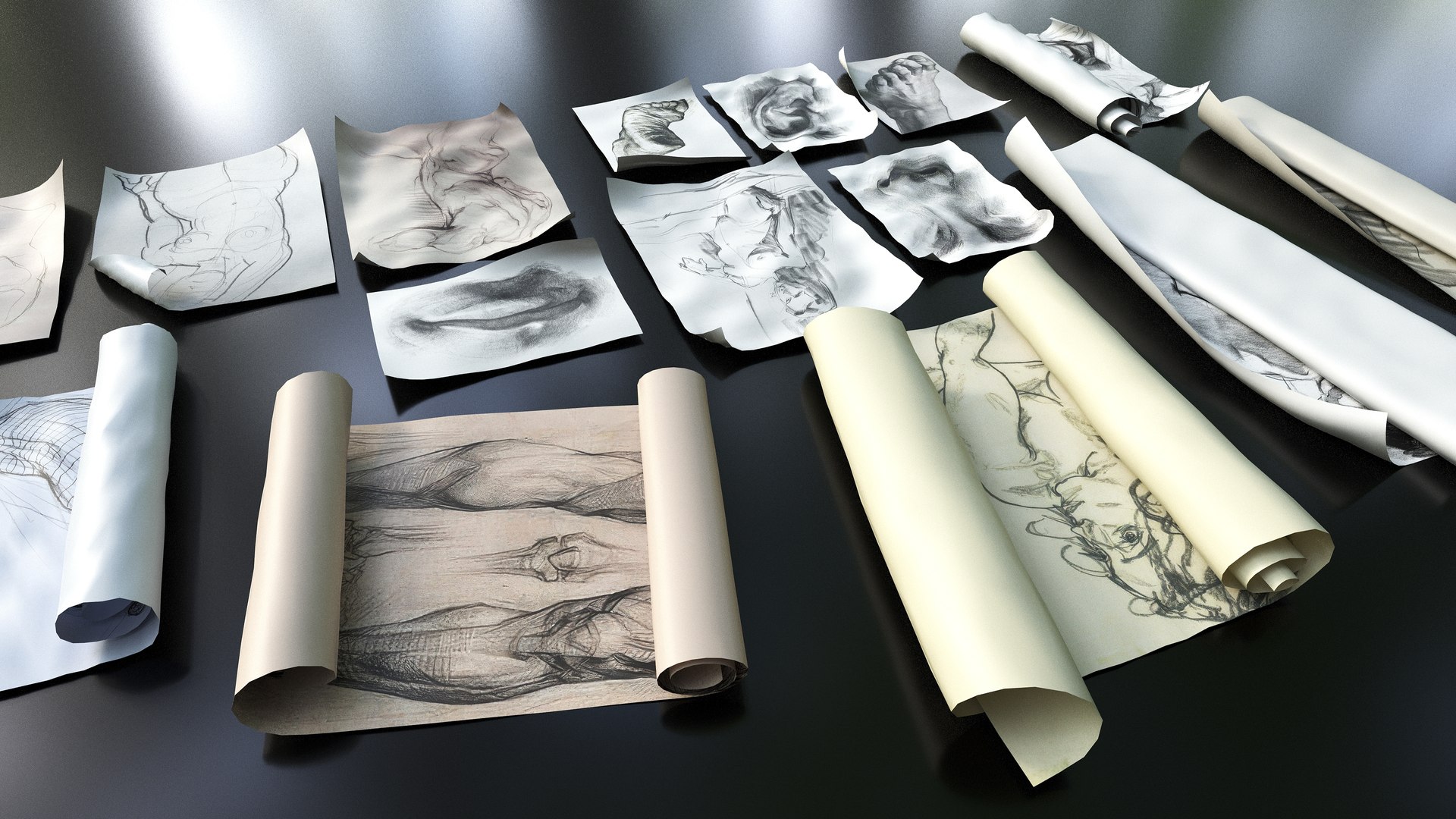 Artist Studio Pack 400 - Drawings 3D Model - TurboSquid 2439858