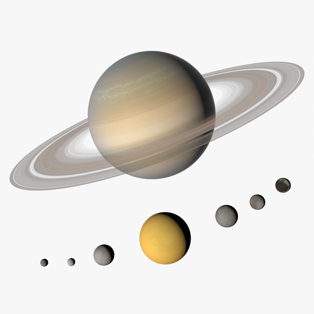 3D Saturn and moons - TurboSquid 1718361