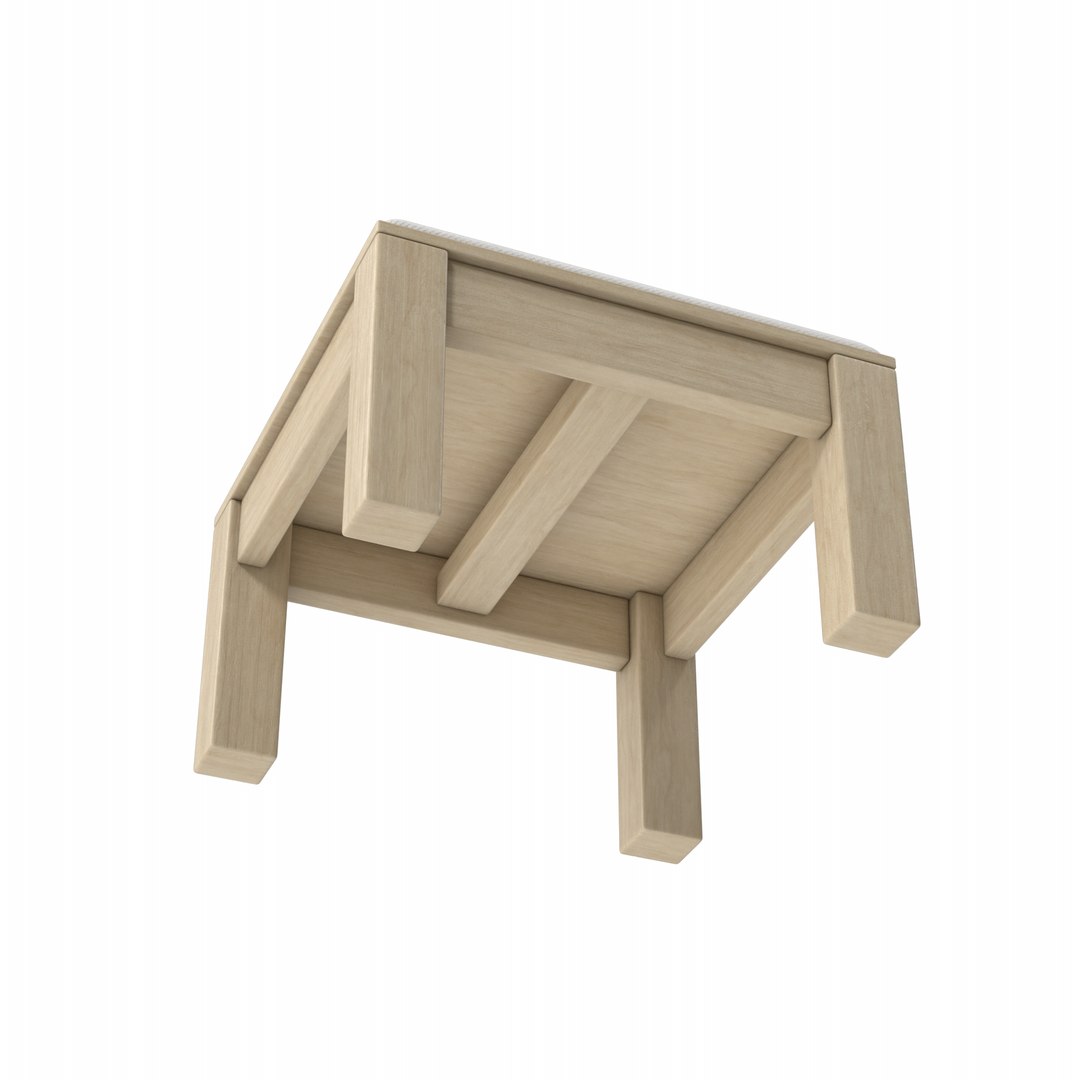 3D White Wooden Stool - TurboSquid 2124578