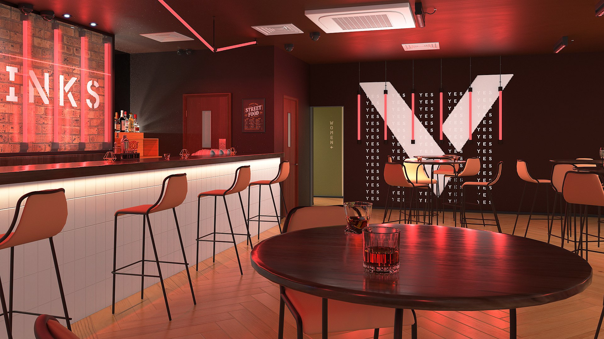 Modern Bar Interior Design 3D Model - TurboSquid 2307375