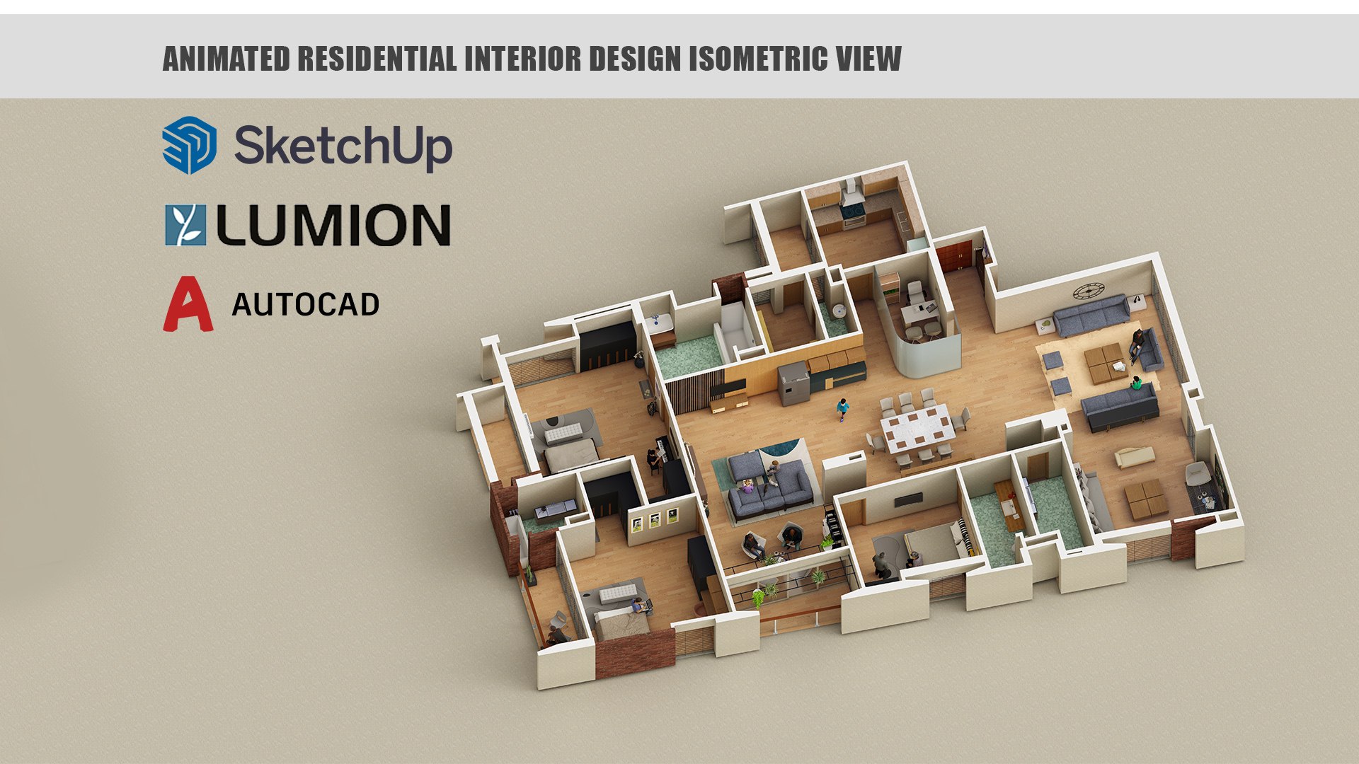 modelo 3d Animated Residential Interior design isometric view in Lumion ...